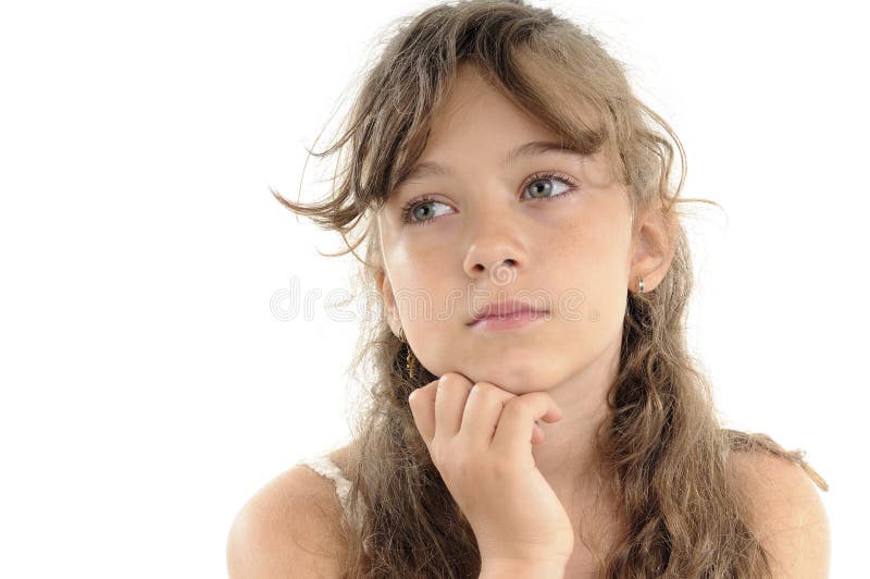 Girl thinking portrait stock image. Image of thinking - 19747329