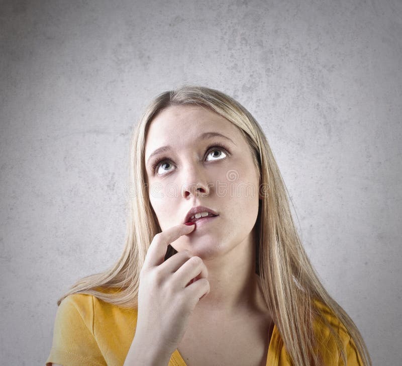 Girl thinking stock photo. Image of decision, business - 71280662