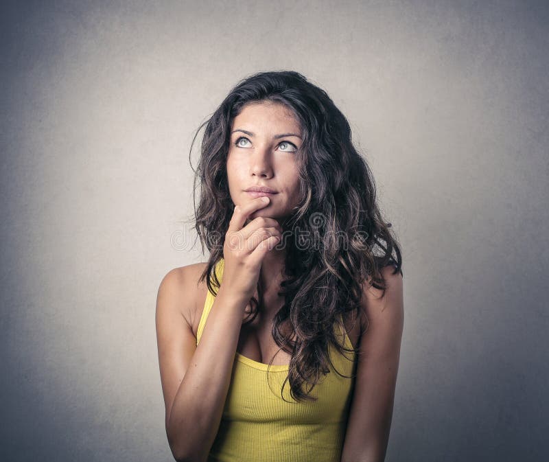 Girl thinking of something stock image. Image of teen - 46743899