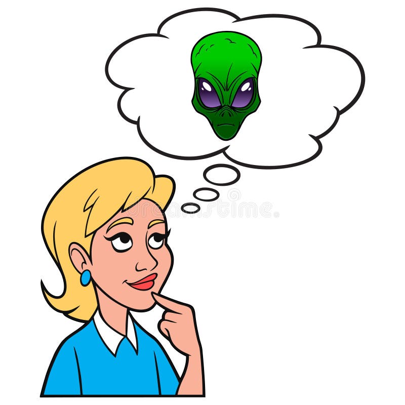 Girl Thinking about a Space Alien Stock Vector - Illustration of ...