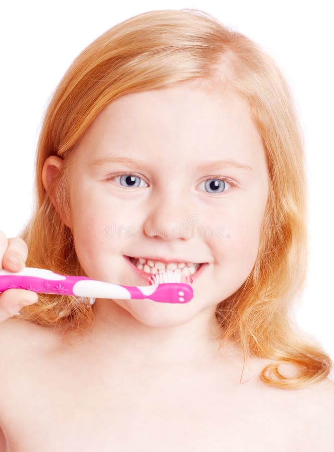 Girl Thinking while Washing Teeth Stock Photo - Image of expression ...