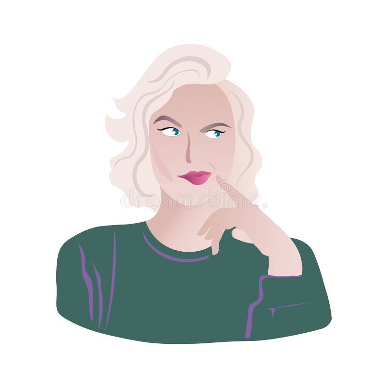 Girl Thought a Grimace of Concern, Facial Expression, Remember Stock ...