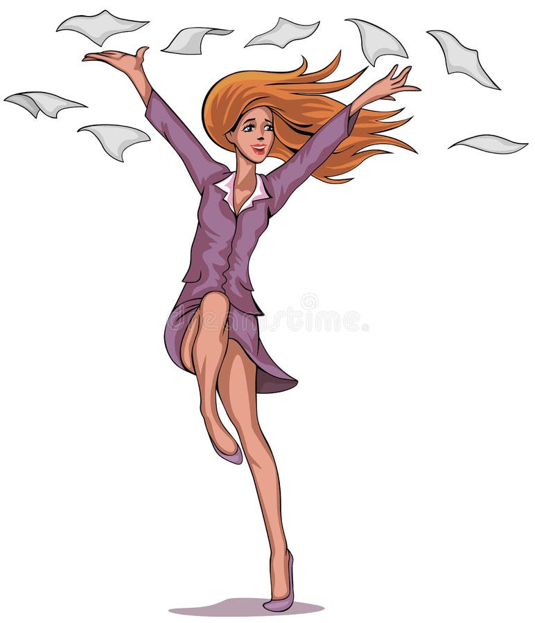Girl throwing paper stock vector. Illustration of achievement - 43507425