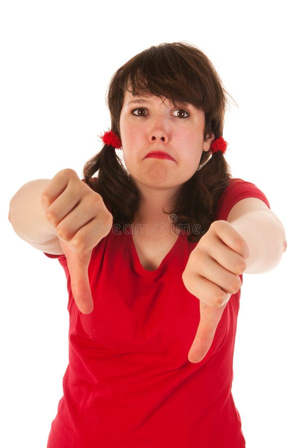 Girl with thumbs down stock image. Image of girl, studio - 26646789