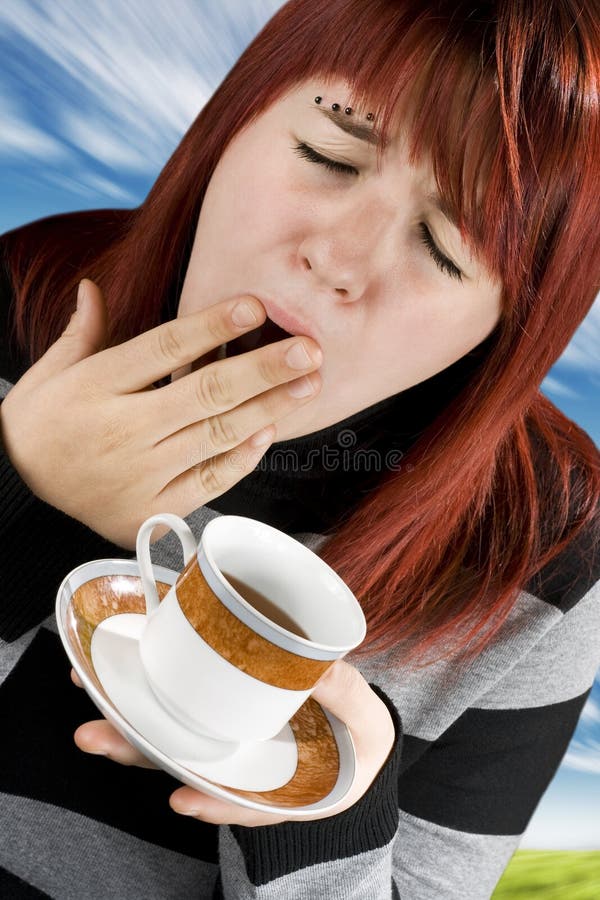 Girl Tired Preparing To Drink Coffee Stock Image - Image of coffee ...