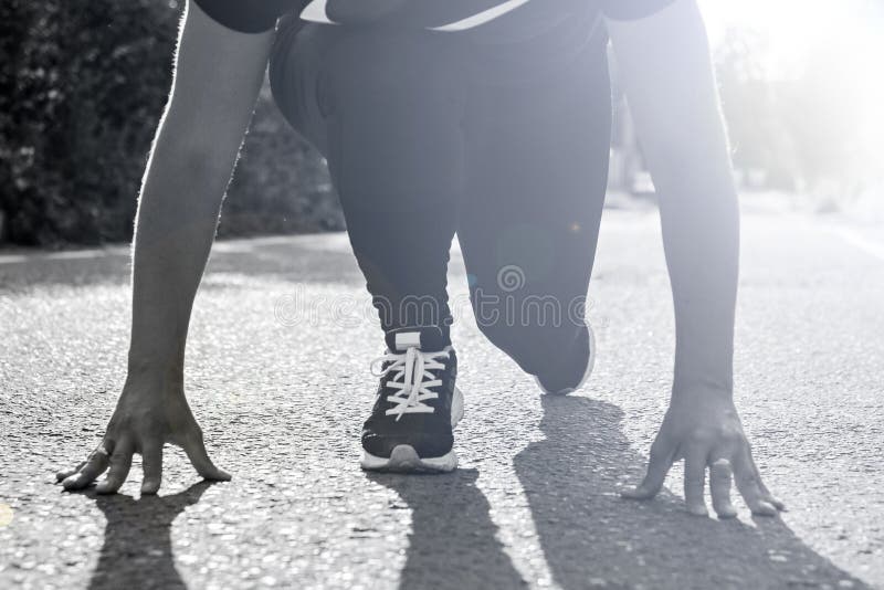 Girl about To Start Running and Racing Outdoors Stock Photo - Image of ...