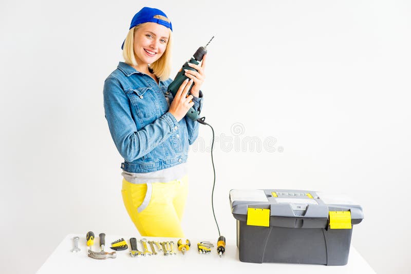 Girl with tools stock image. Image of business, labor - 104005421