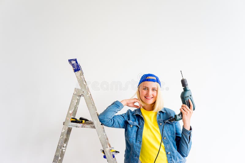 Girl with tools stock photo. Image of hammer, girl, labor - 104005796