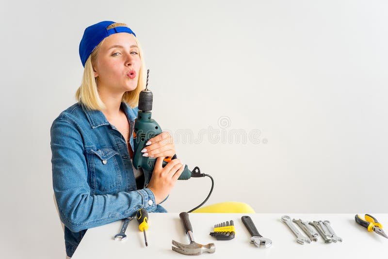 Girl with tools stock photo. Image of cute, house, nail - 104005800