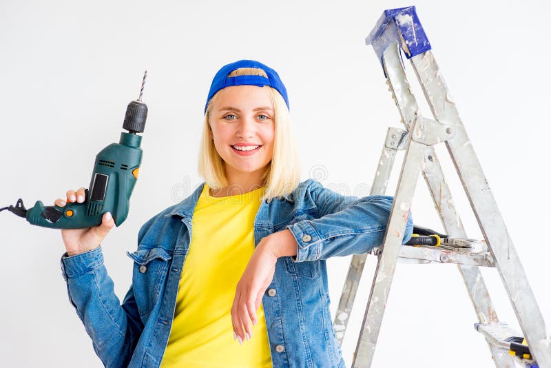 Girl with tools stock photo. Image of adult, female - 104005968