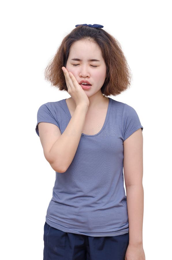 Girl with Toothache Over White Background Stock Image - Image of ...