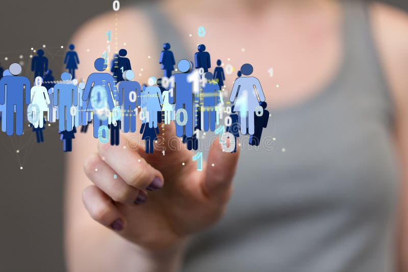 Girl Touching 3D Rendered People Signs Stock Photo - Image of people ...