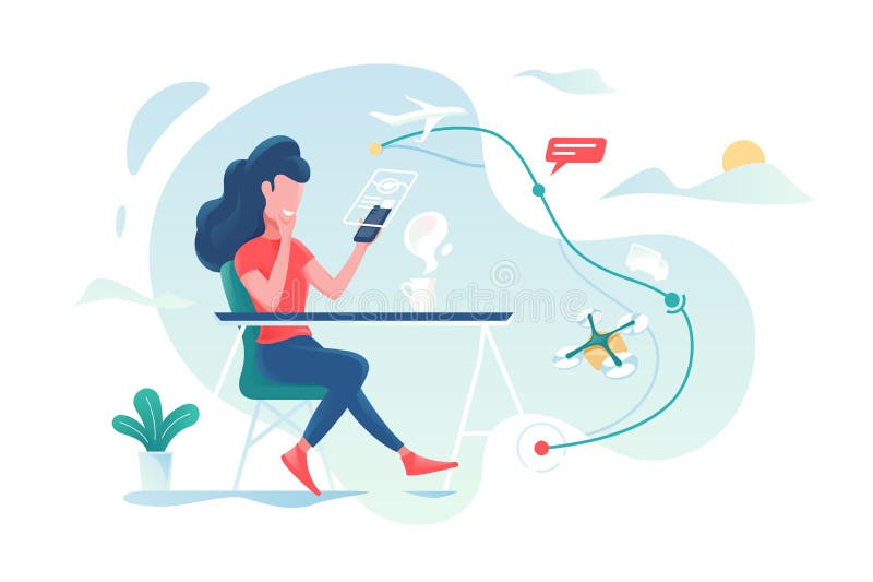 Girl Tracks Tracking of Parcel Stock Vector - Illustration of route ...