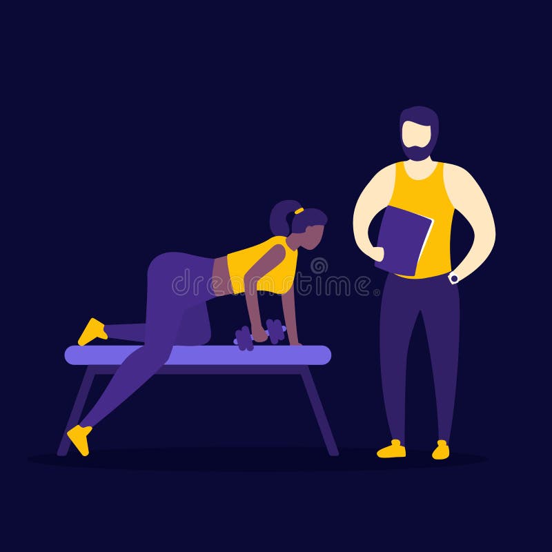 Girl Training Back, Workout in Gym, Vector Stock Vector - Illustration ...