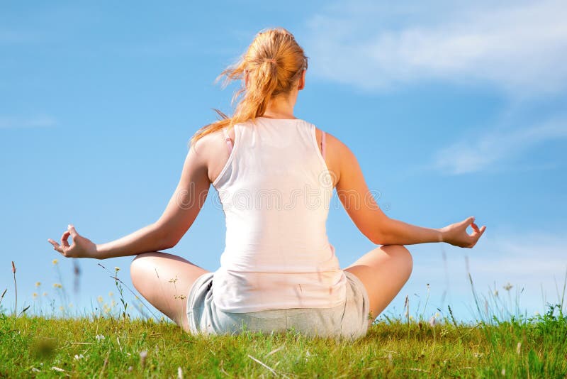 Girl training yoga stock image. Image of healthy, exercise - 18066525