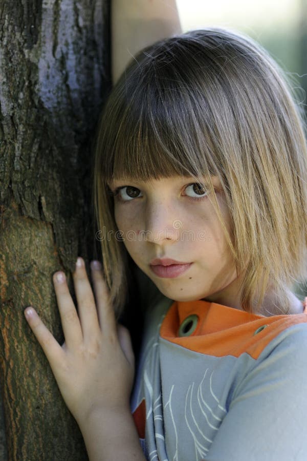 Girl and tree stock photo. Image of little, face, glamour - 10644762