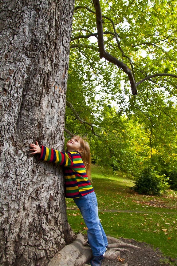 Girl and tree stock image. Image of grow, forest, ecology - 21855253