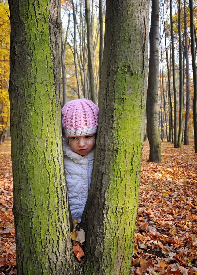 Girl and tree stock image. Image of season, pretty, autumn - 23558613