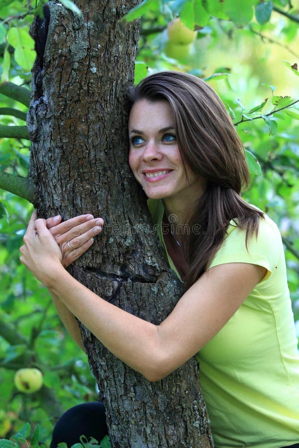 Girl on tree stock image. Image of woman, embracing, dreaming - 33950545