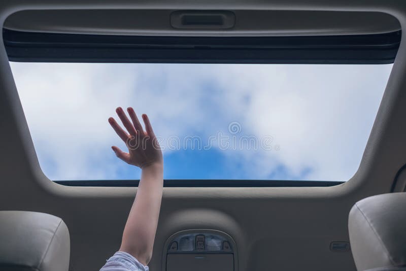 Girl Trying Open Glass Hatch of Car by Hands Stock Image - Image of ...