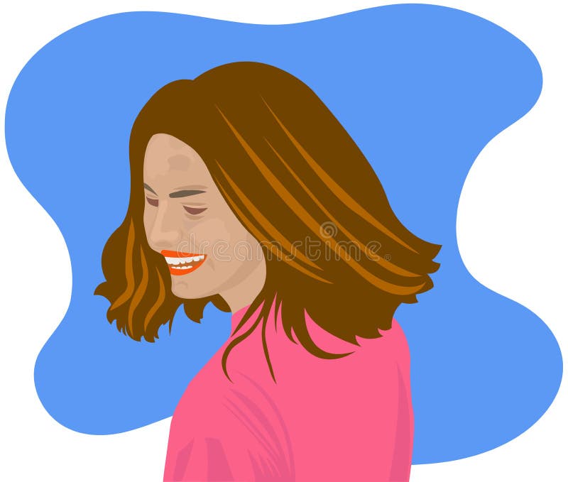 The Girl Turned Sideways and Smiles Stock Vector - Illustration of blue ...