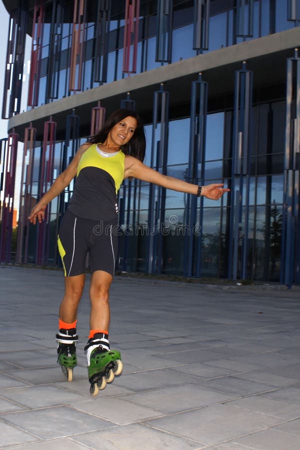 Girl Turning Skating in-line Stock Photo - Image of inline, sport: 64539054