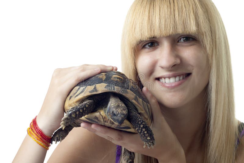 Girl with Turtle stock photo. Image of open, fringe, woman - 15264004