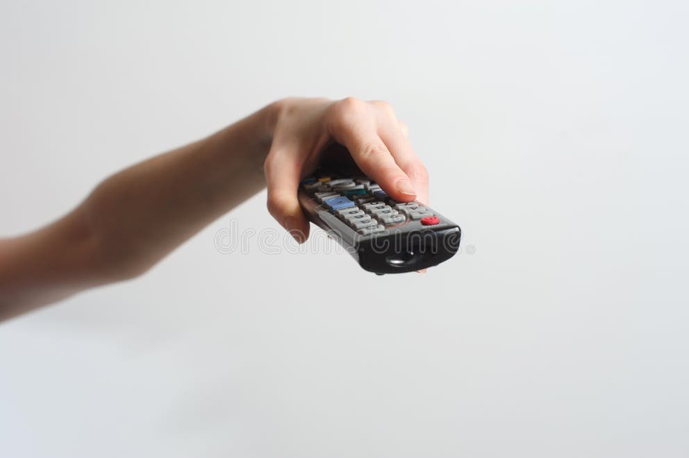Girl with TV Remote Control Stock Image - Image of adult, equipment ...