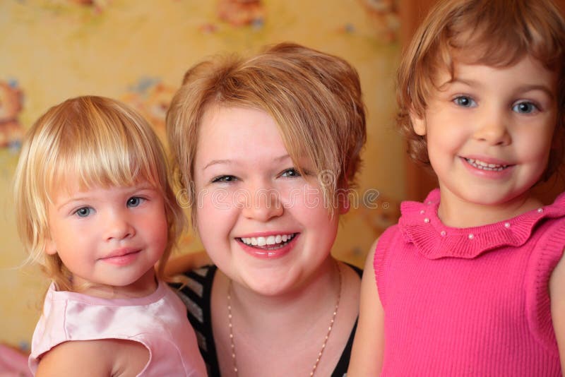 Girl with two children stock photo. Image of beauty, couple - 8778114