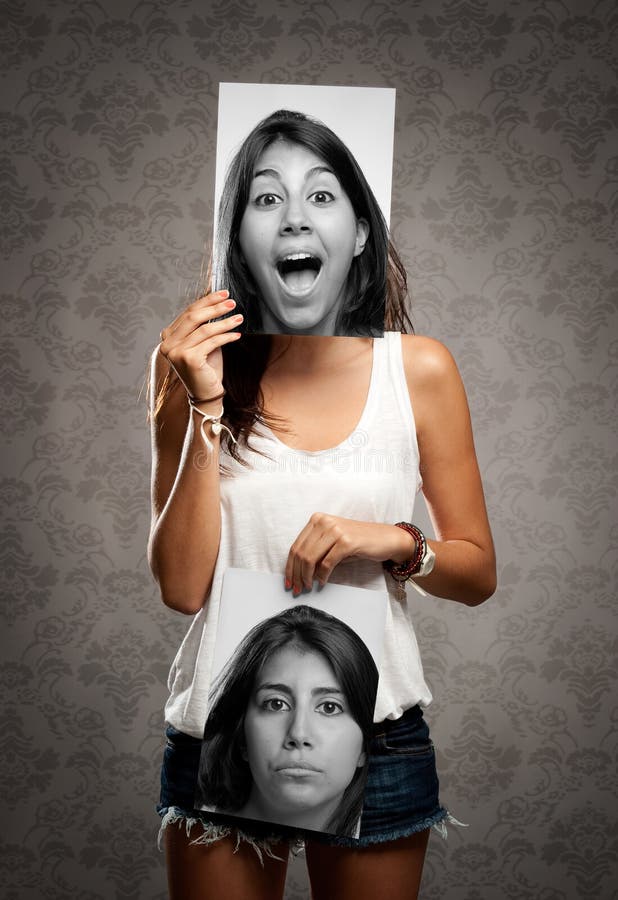 Girl with two faces stock image. Image of girl, real - 27728751