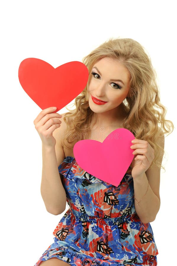Girl with two hearts stock image. Image of heart, caucasian - 30406151