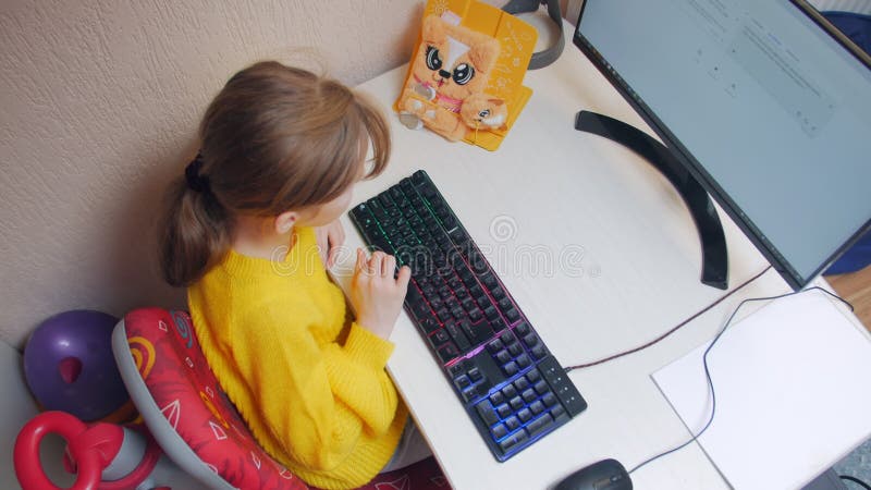 Girl Typing on the Computer Stock Video - Video of student, learning ...