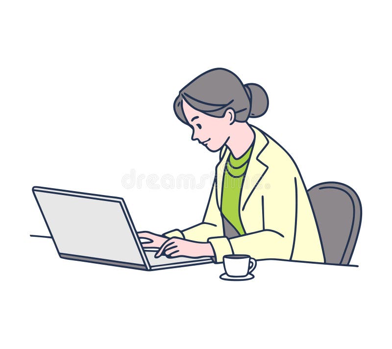 Girl Typing on Laptop. Vector Illustration Stock Vector - Illustration ...