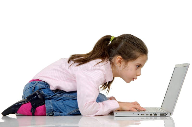Girl typing to computer stock photo. Image of female - 12469070