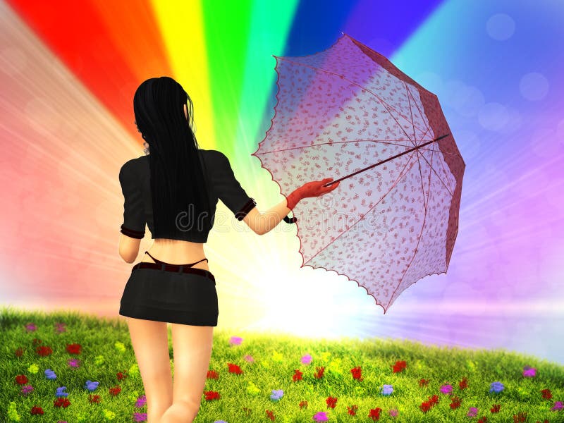 Girl Jumping Over Rainbow Stock Illustrations – 14 Girl Jumping Over ...