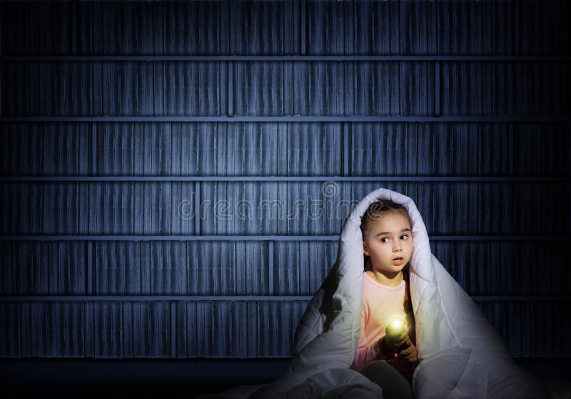 Girl Under the Covers with a Flashlight Stock Image - Image of boogie ...