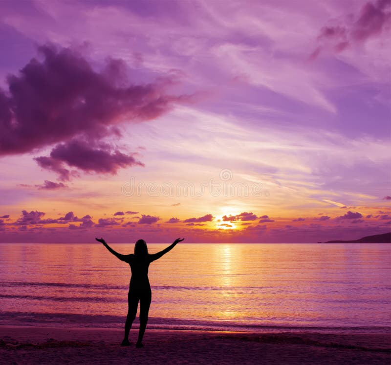 Girl Under a Pink Cloudy Sunset in Alghero Stock Photo - Image of fall ...