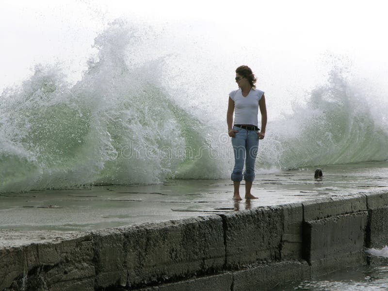 Girl under the wave stock photo. Image of obstacle, raise - 17297022