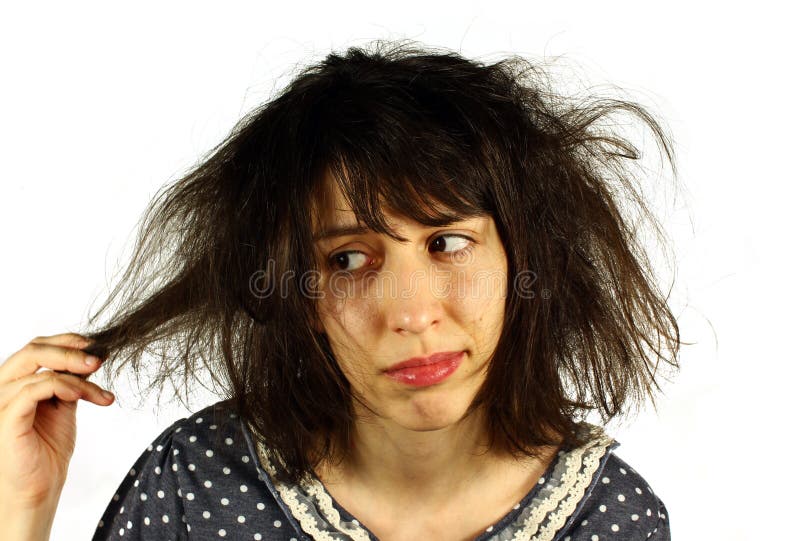 Woman Desperate about Very Bad Hair Day Stock Image - Image of hair ...