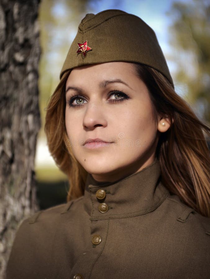 Girl in the Uniform of the Red Army Stock Image - Image of people ...
