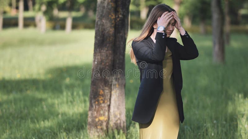 The Girl is Upset about Her Torn Dress. Stock Video - Video of posing ...