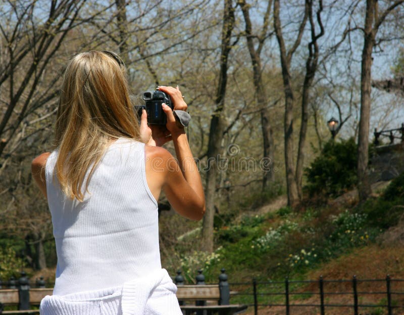 Girl using camcorder stock photo. Image of park, outdoor - 2509782