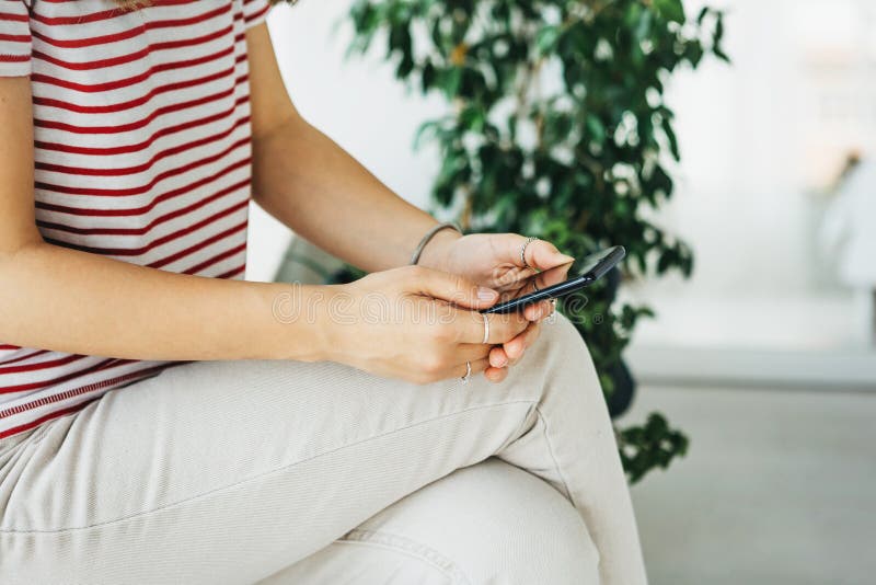 A Girl is Using a Cell Phone Stock Image - Image of female, internet ...