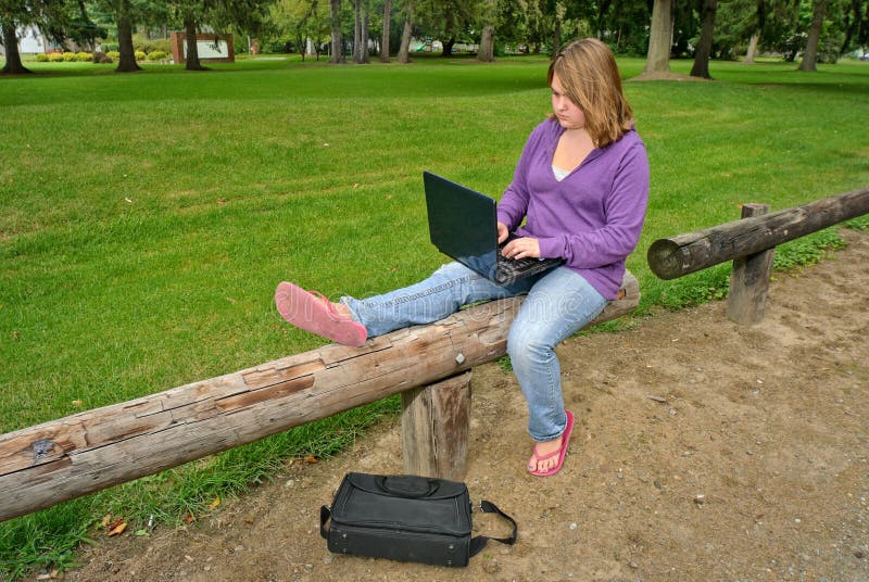 Girl Using Computer stock photo. Image of portable, tween - 17933616