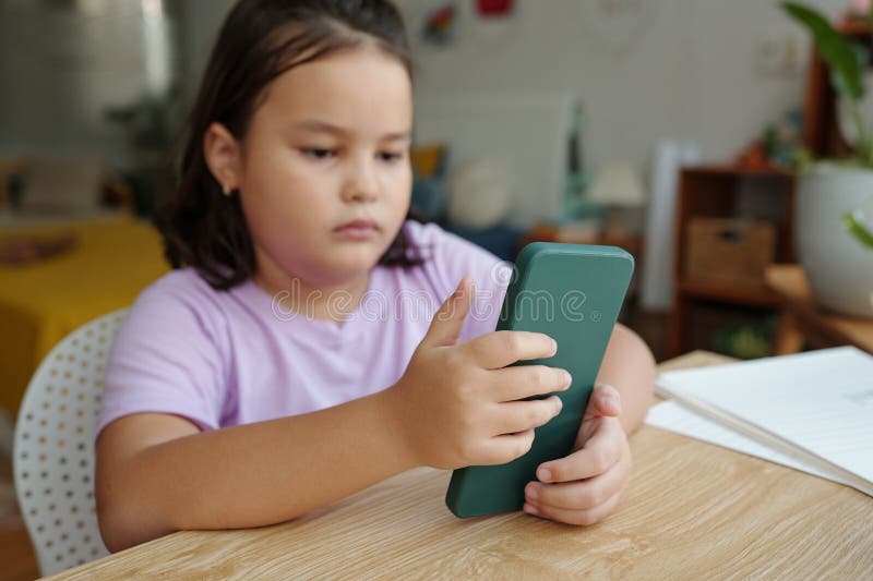 Girl Using Her Smartphone at Study Stock Image - Image of education ...