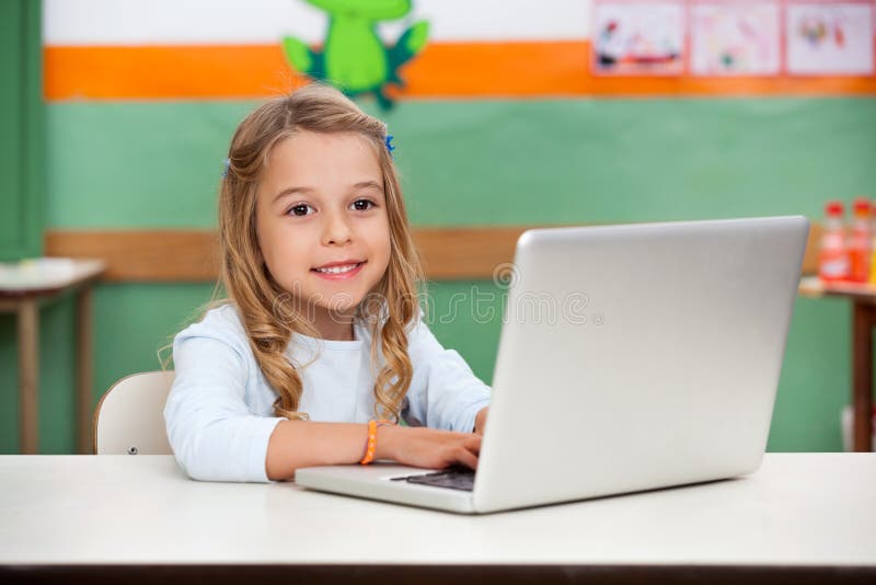 Boy and Girl Using Desktop Pc in School Computer Stock Image - Image of ...