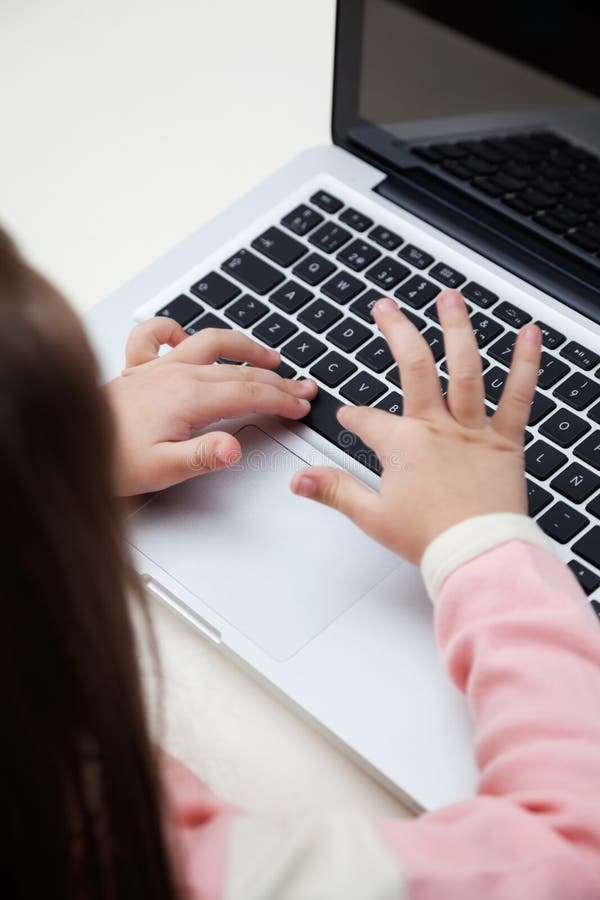 Girl Pressing Enter on Virtual Keyboard Stock Image - Image of classic ...