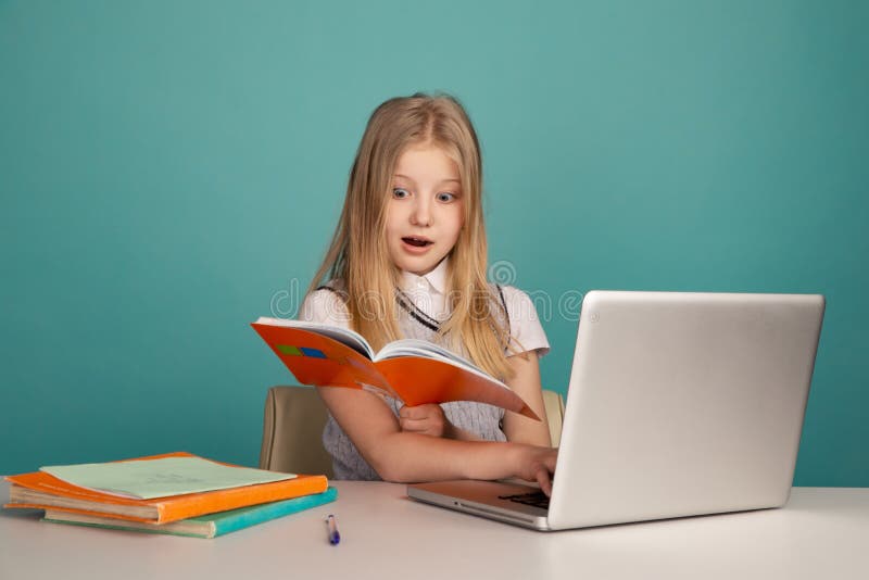 Girl Using a Laptop Computer at Stock Image - Image of home, caucasian ...