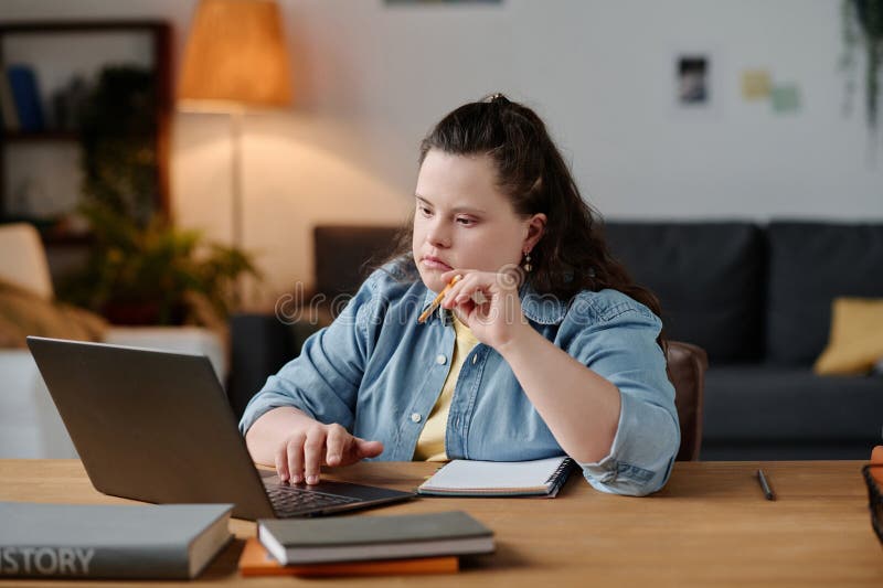 Girl Using Laptop in Her Study Stock Image - Image of learn, lifestyles ...