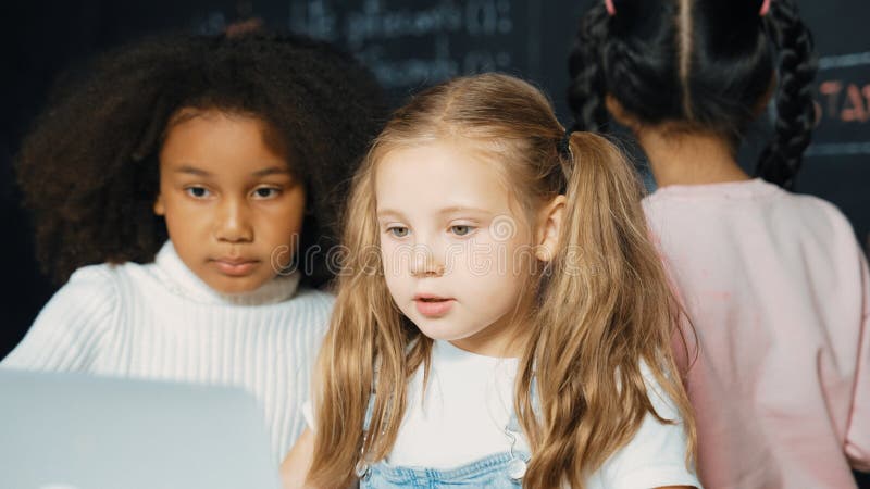 Girl Using Laptop Programing Engineering Code And Writing Program
